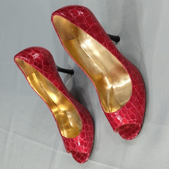 Enzo Angiolini | Shoes | New Enzo Angiolini Red Leather Python Embossed ...